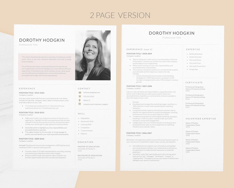Modern Resume Template With Cover Letter (word, Google Docs, Canva ...