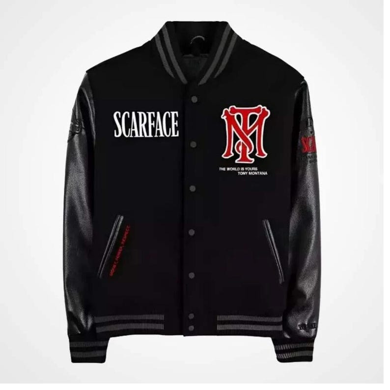 Scarface the World is Yours Black Unisex Handmade Varsity Jacket. Gift ...