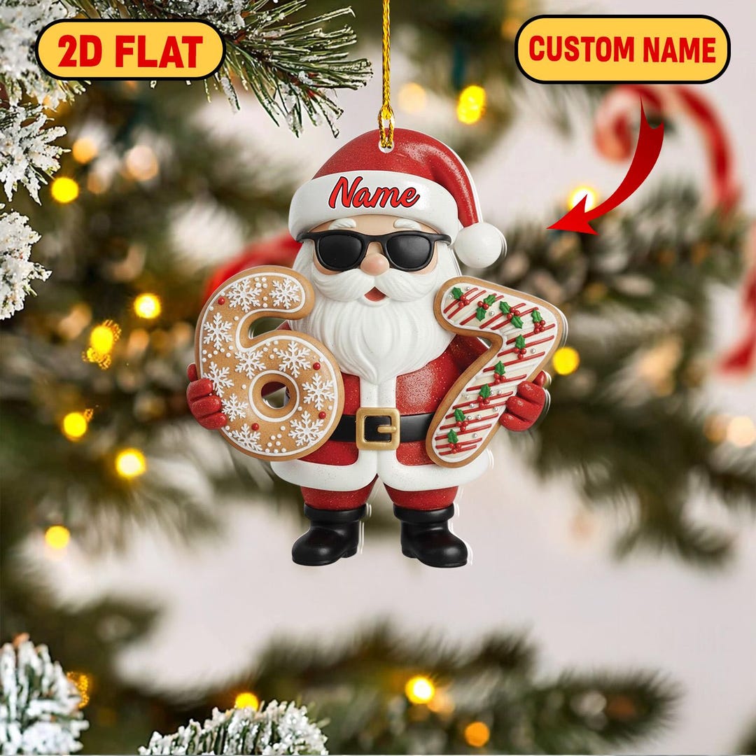 Personalized Santa 67 Acrylic Ornament 2d, Six Seven Meme, Custom Kid ...