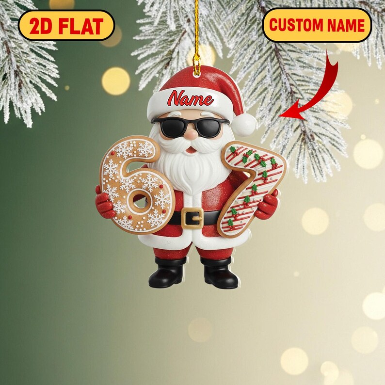 Personalized Santa 67 Acrylic Ornament 2d, Six Seven Meme, Custom Kid ...
