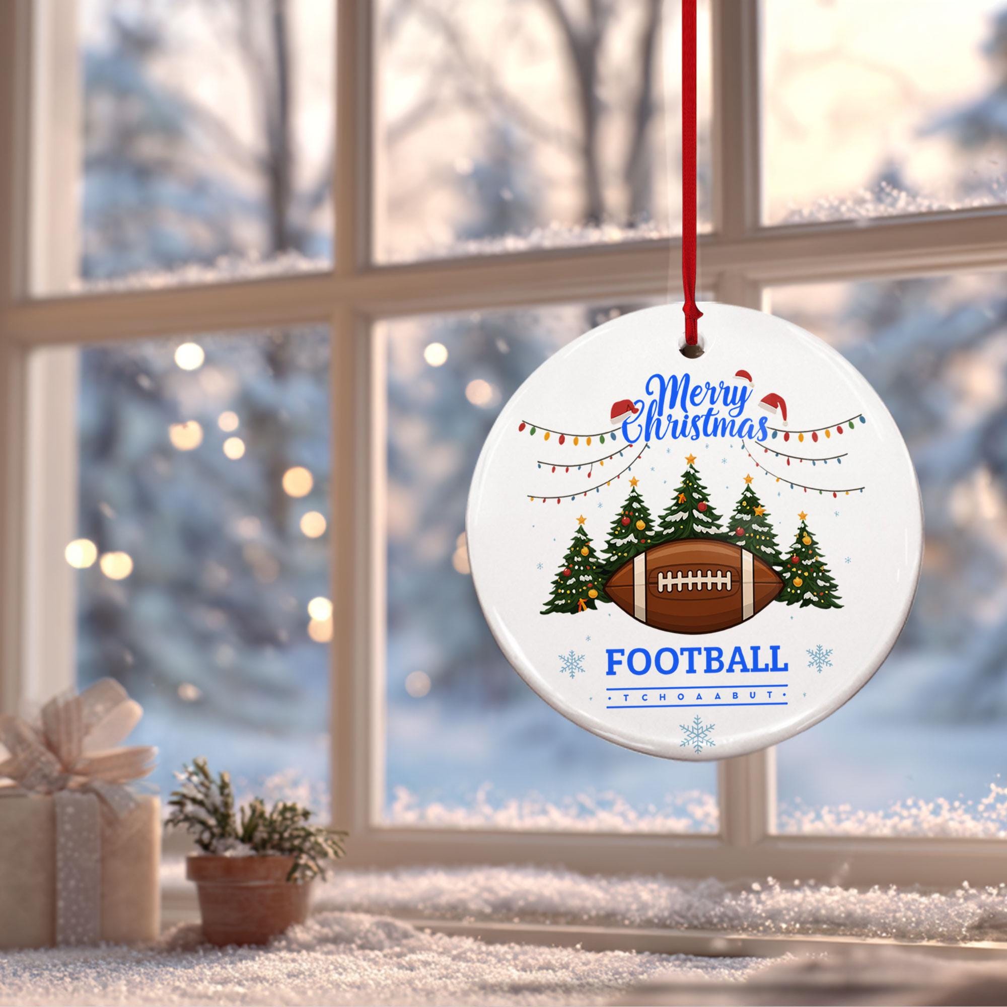 Football Christmas Ornament 2025 – Ceramic Holiday Tree Decoration ...