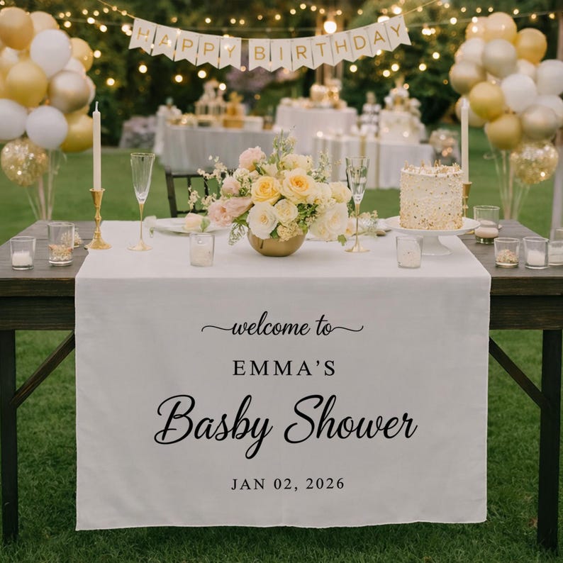 Custom Baby Shower Table Runner, Personalized Gender Reveal Decor ...