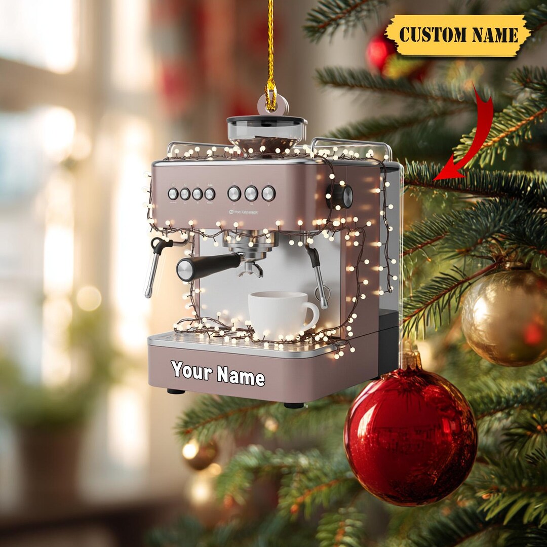 Custom Coffee Machine Christmas Shape 2D Flat Acrylic Ornament ...