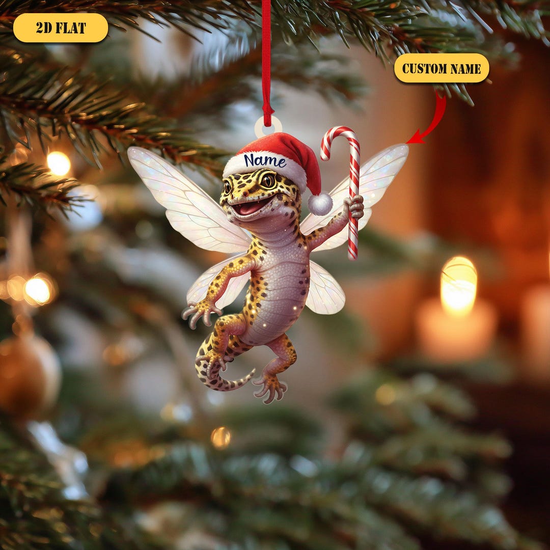 Personalized Leopard Gecko Christmas Acrylic Ornament - Custom Name ...