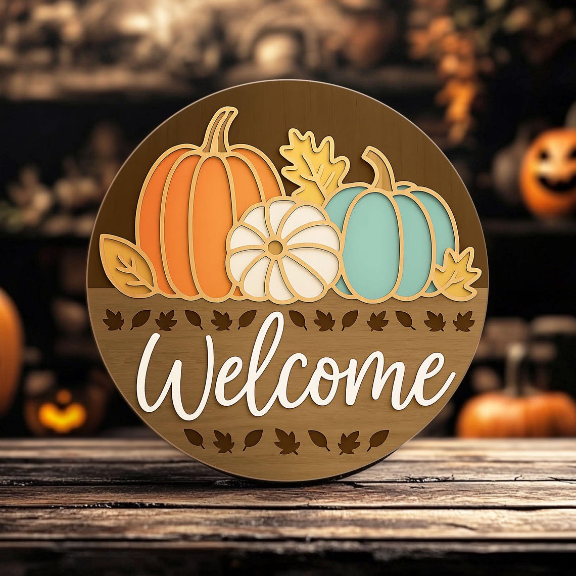 Rustic Autumn Welcome Door Hanger With Pumpkins – Pumpkin Front Porch ...