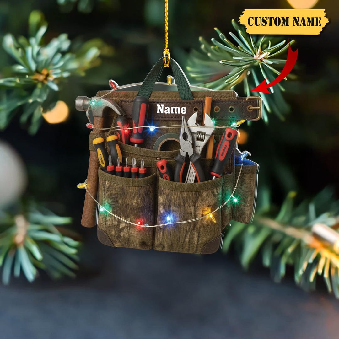 Personalized Tools Belt Bag Ornament, Handyman Christmas Ornament ...
