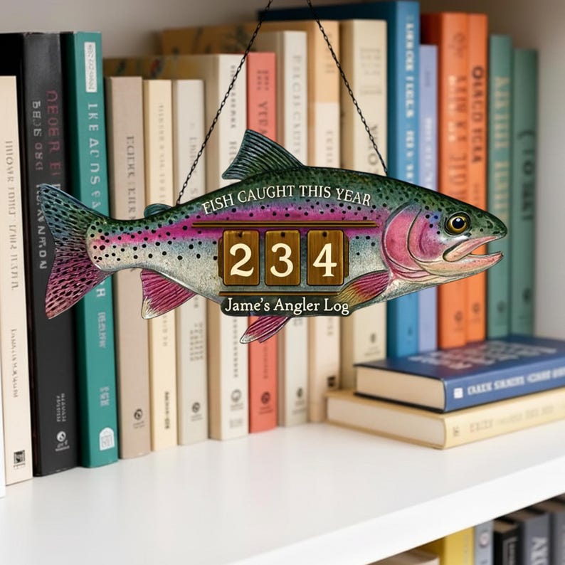 Personalized Fish Caught This Year Sign Wooden Fishing Tally Counter ...