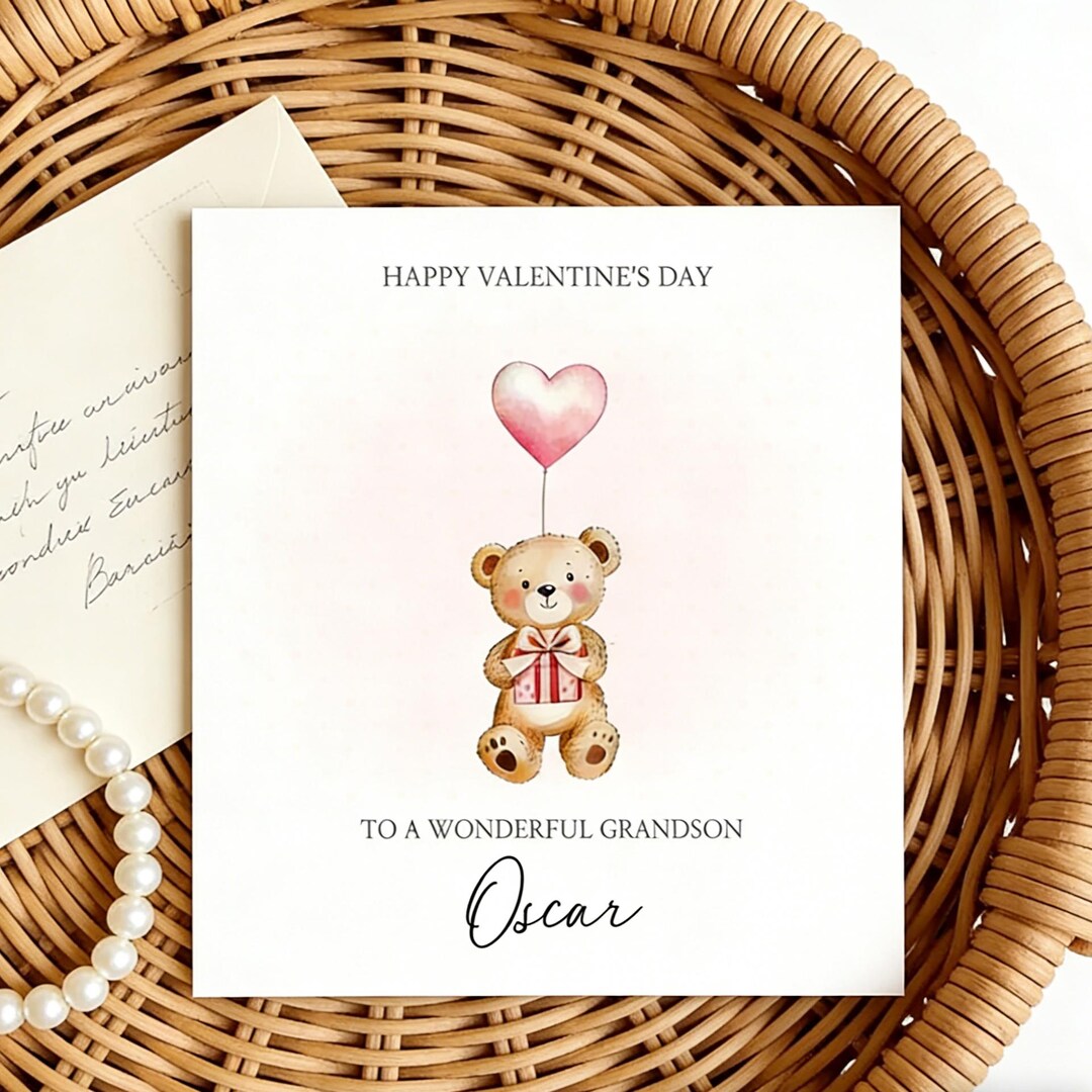 Valentine’s Day Card for Grandson,“to A Wonderful Grandson Oscar” Teddy ...