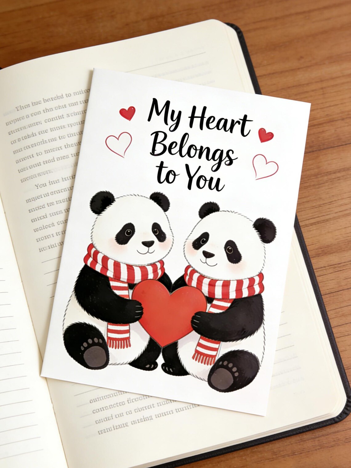 Cute Panda Couple Holding Heart Greeting Card,romantic Valentine Panda ...