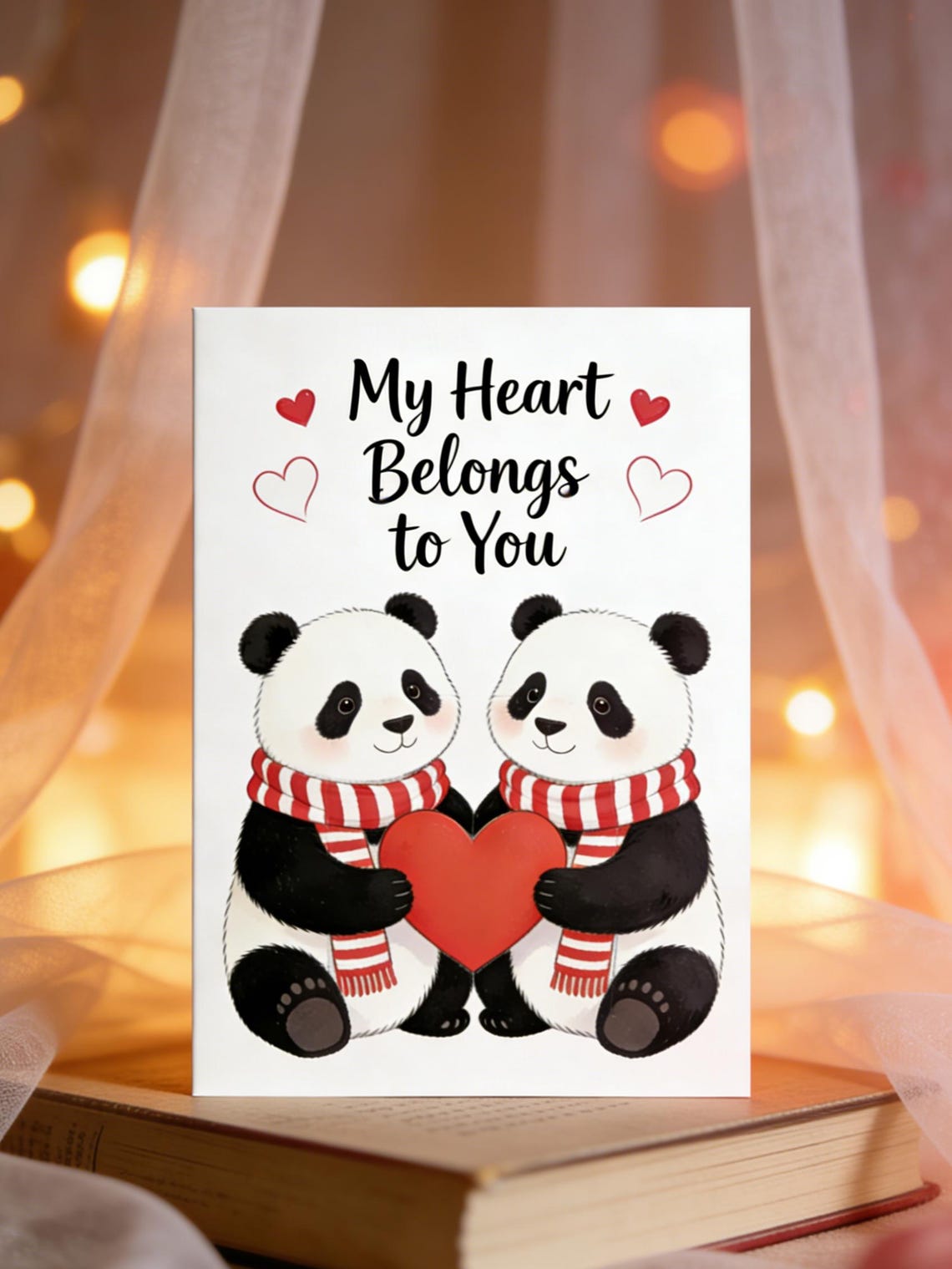 Cute Panda Couple Holding Heart Greeting Card,romantic Valentine Panda ...