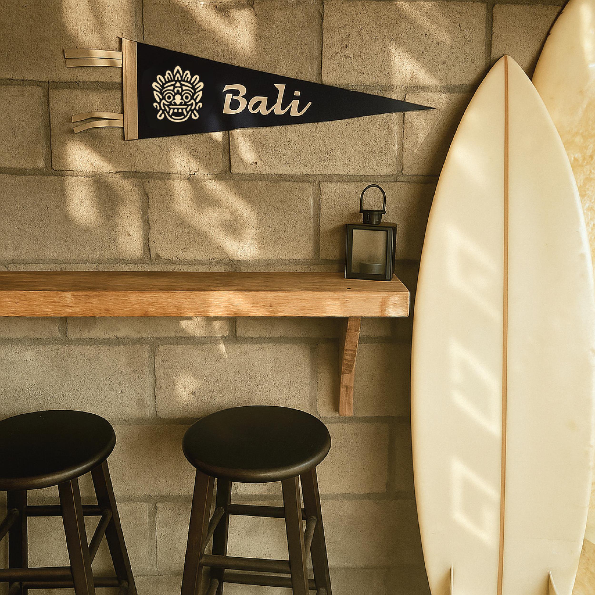 Bali Barong Pennant Flag: Handmade Felt Wall Banner | Vintage Balinese ...
