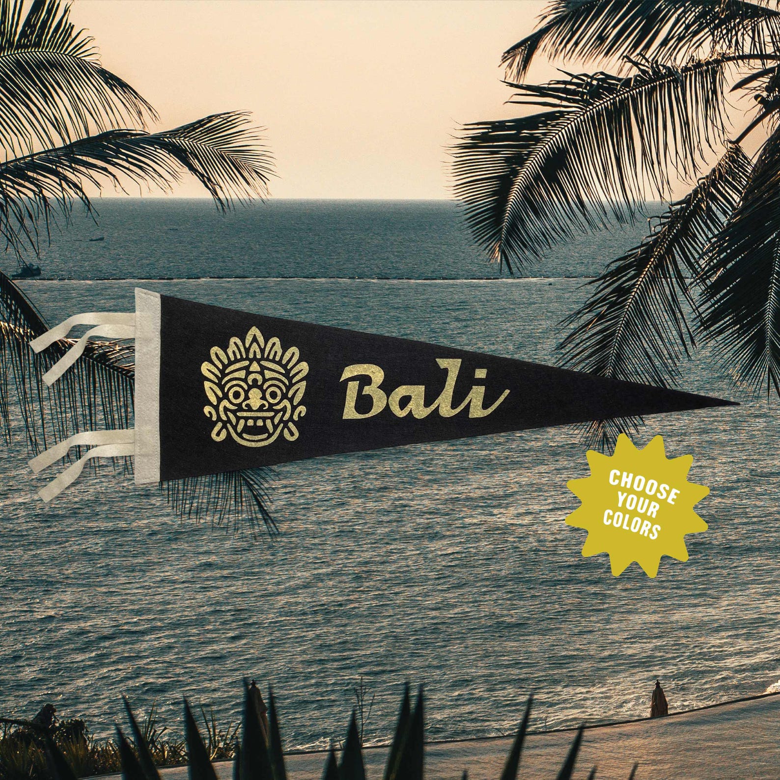 Bali Barong Pennant Flag: Handmade Felt Wall Banner | Vintage Balinese ...