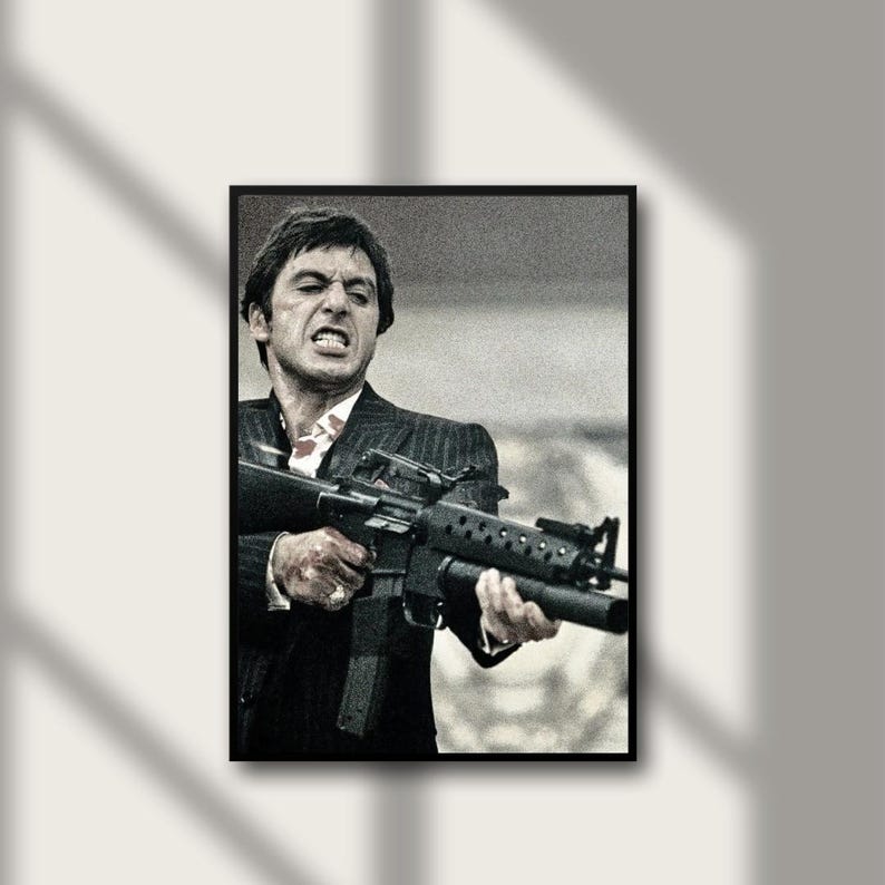 Iconic Scarface Tony Montana Wall Art - Gangster Canvas Print, Retro ...