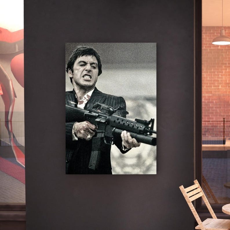 Iconic Scarface Tony Montana Wall Art - Gangster Canvas Print, Retro ...