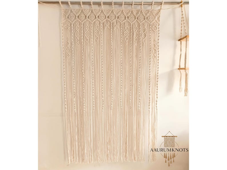 Bohemian Macrame Curtain Valance: Natural Cotton Farmhouse Window Decor ...