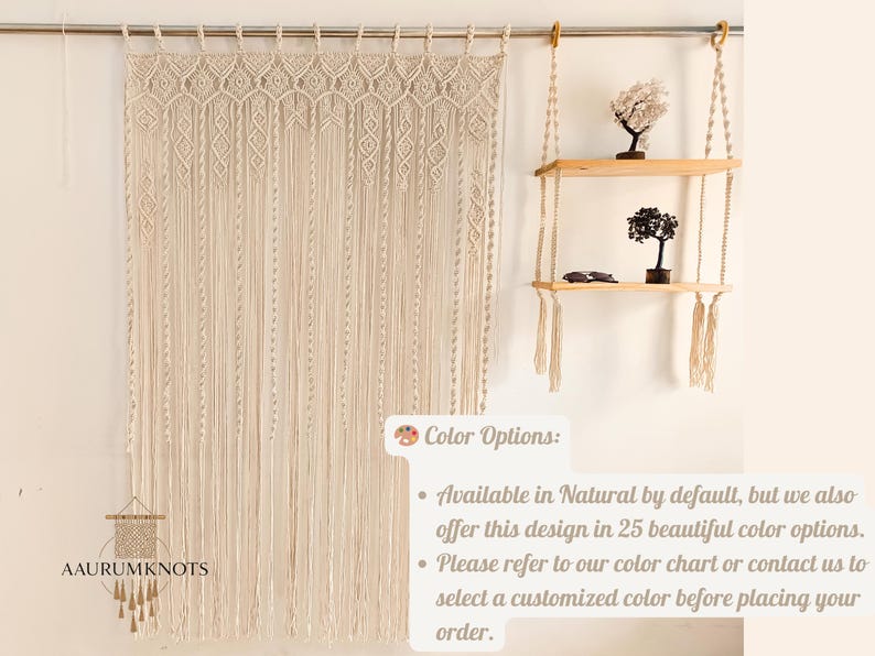 Bohemian Macrame Curtain Valance: Natural Cotton Farmhouse Window Decor ...