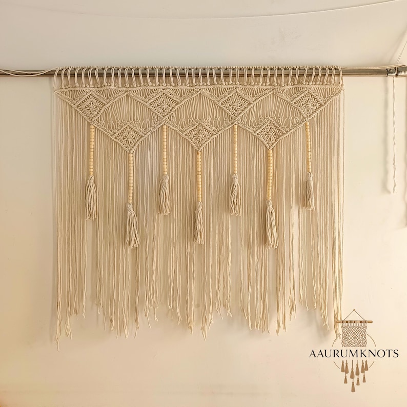 Handmade Macrame Valance - Boho Window Valance Curtain | Macrame Wall ...