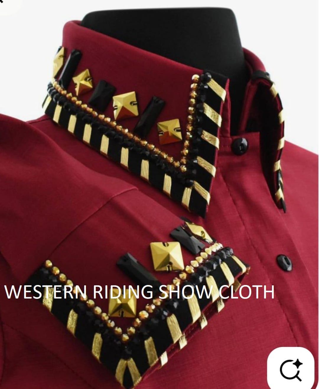 Maroon Western Show Shirt, Black & Gold Embellished Rail Vest - Etsy