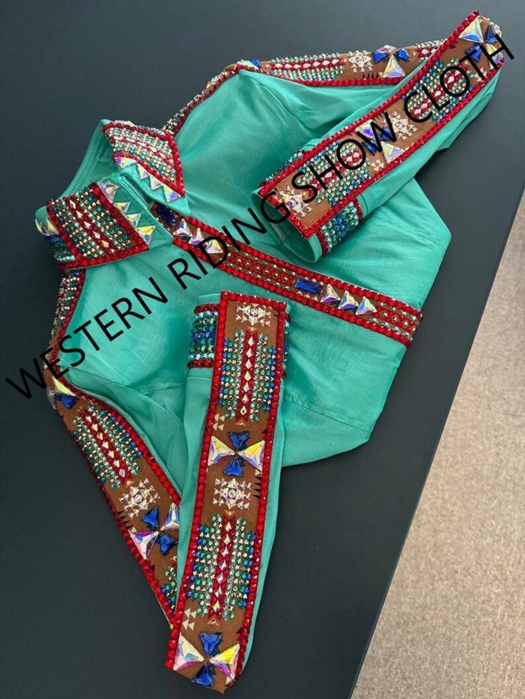 Teal & Brown Western Show Shirt: Women's Horsemanship Rail Jacket - Etsy