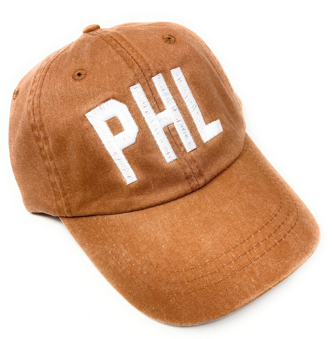 Custom Embroidered PHL Philadelphia International Airport Code Baseball Hat (terra Cotta With ...
