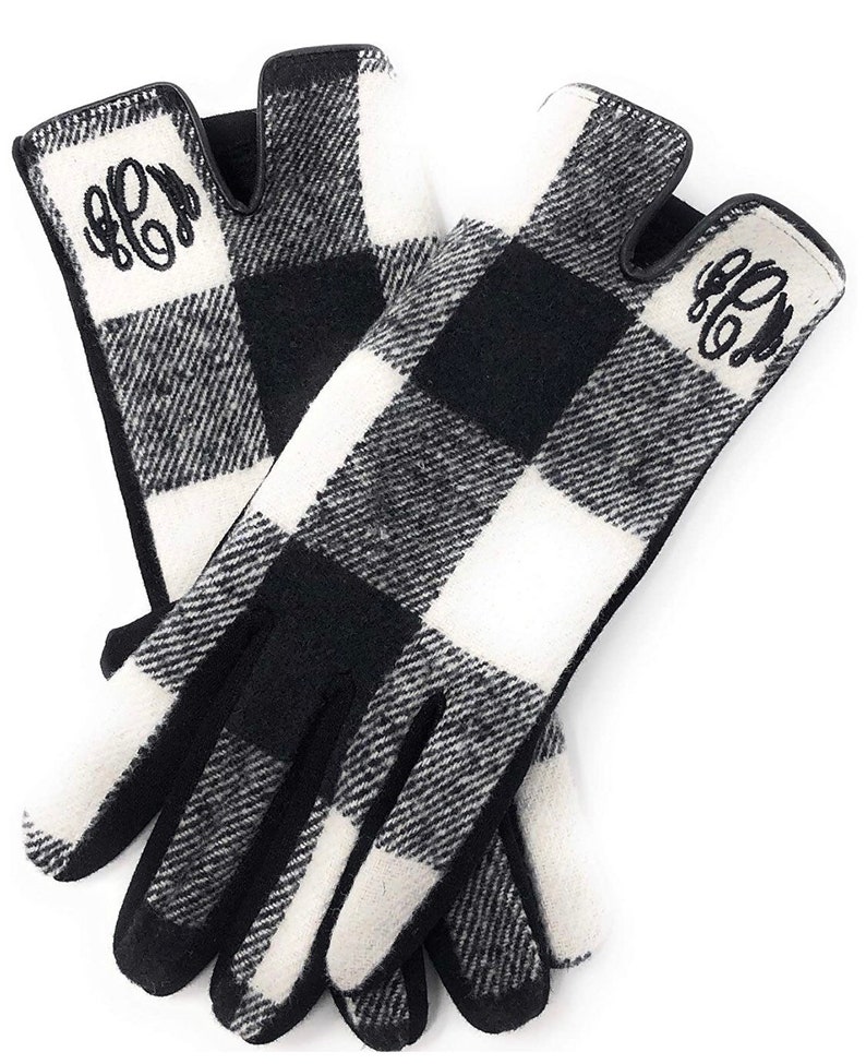 Custom Embroidered Monogrammed Buffalo Plaid Winter Gloves - Etsy
