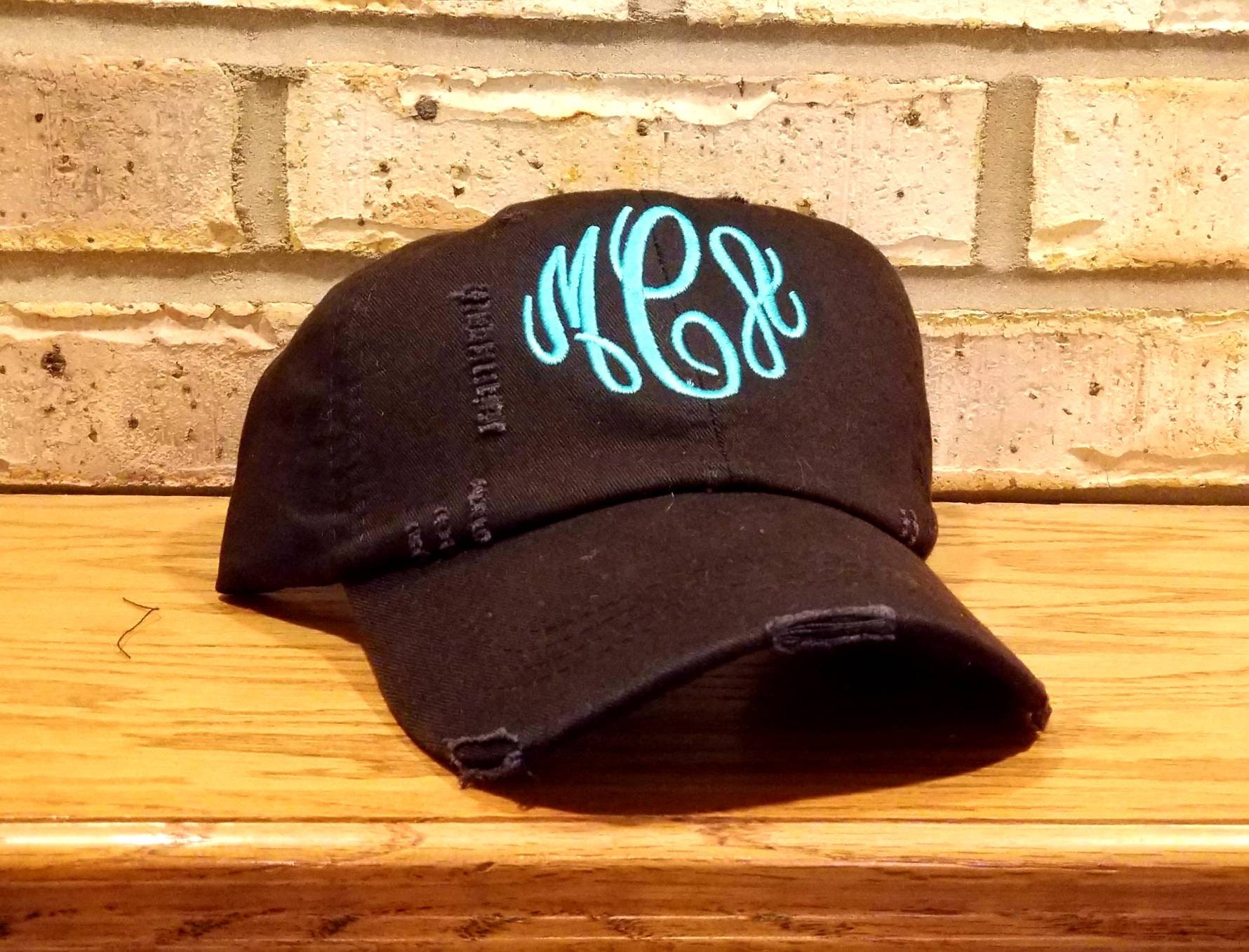 Monogrammed Distressed Baseball Hats - Embroidered, Personalized Ball ...