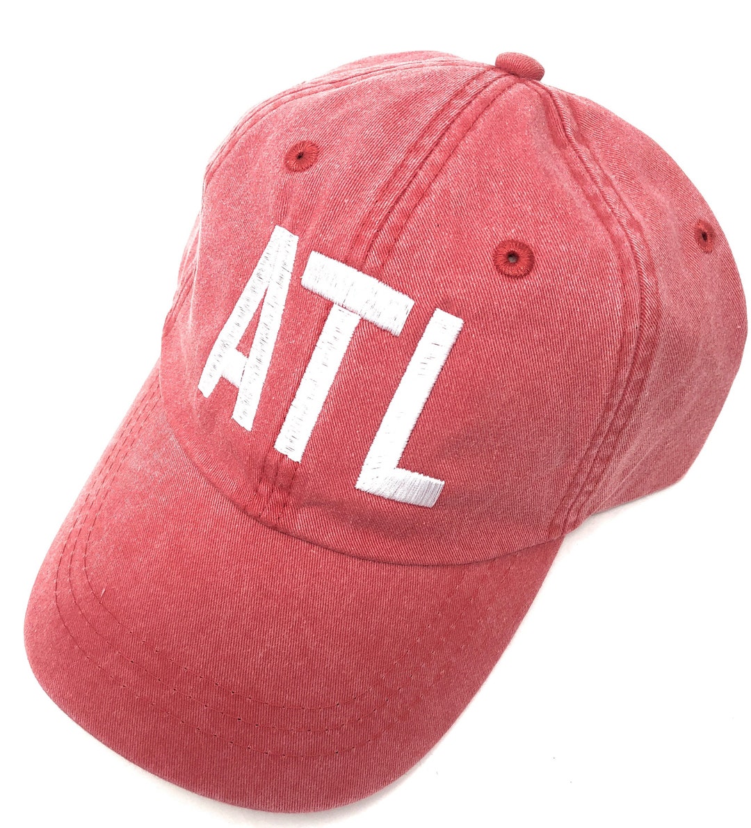 Embroidered ATL Airport Code Baseball Hat - Dyed Poppy - Etsy