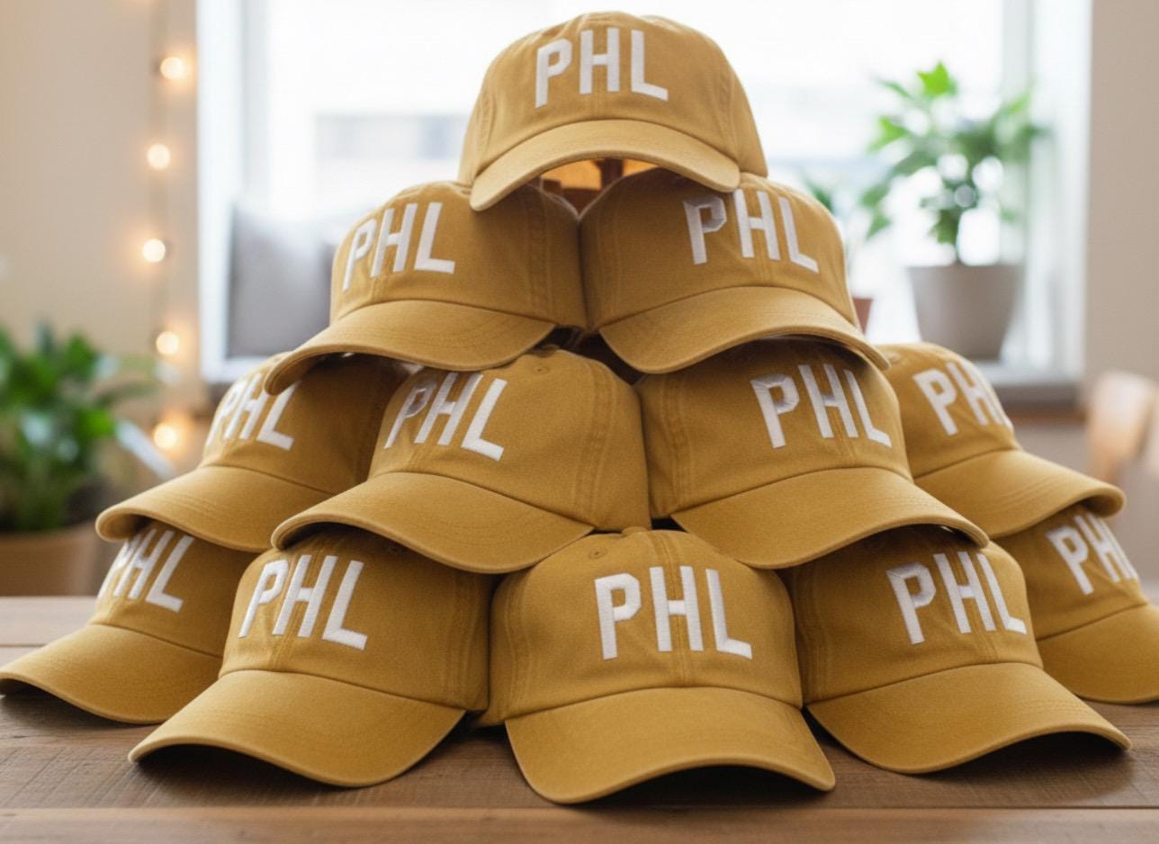 Custom Embroidered PHL Airport Code Baseball Hat - Mustard - Etsy