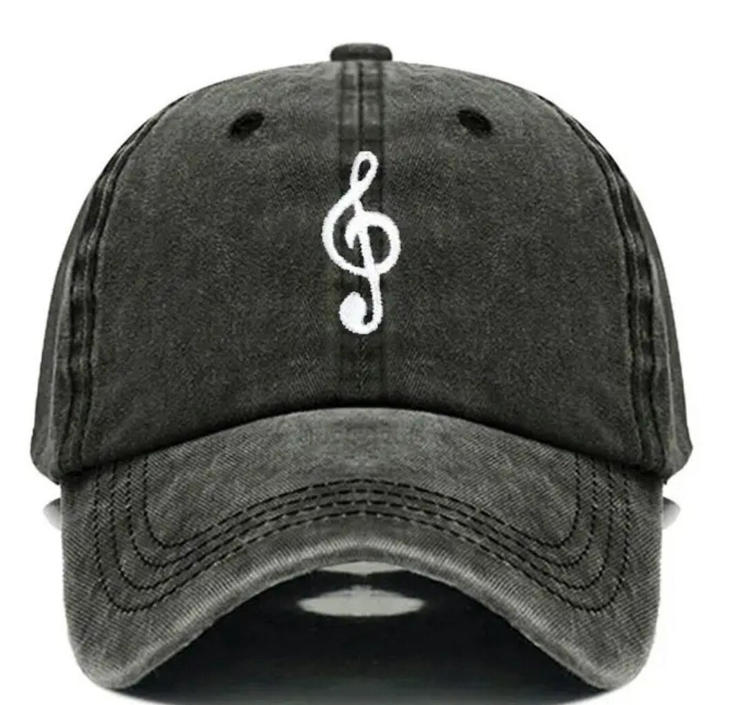 Custom Embroidered Treble Clef Pigment Dyed Baseball Hat, Orchestra ...