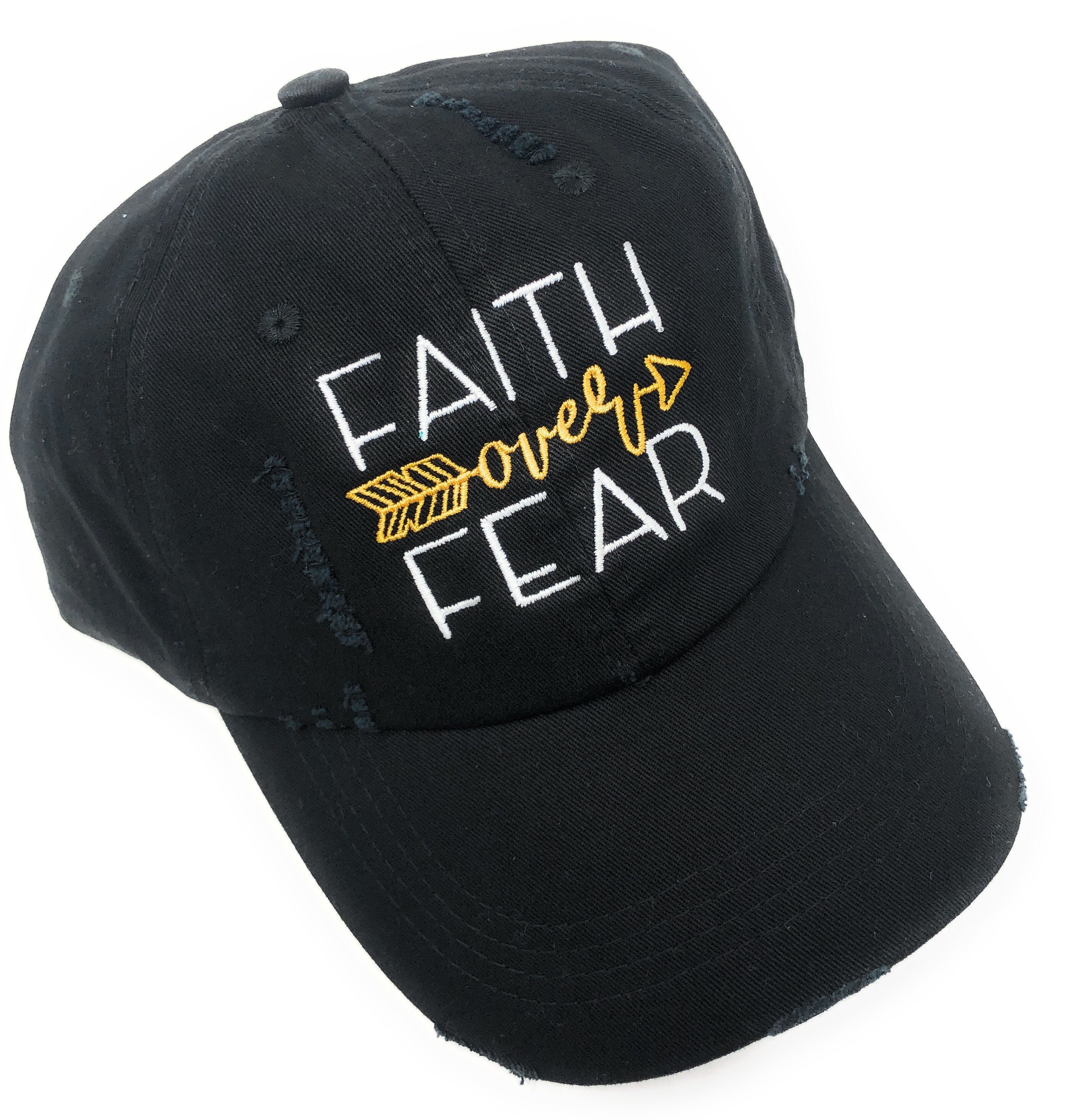 Custom Embroidered Faith Over Fear Distressed Baseball Hat - Etsy UK
