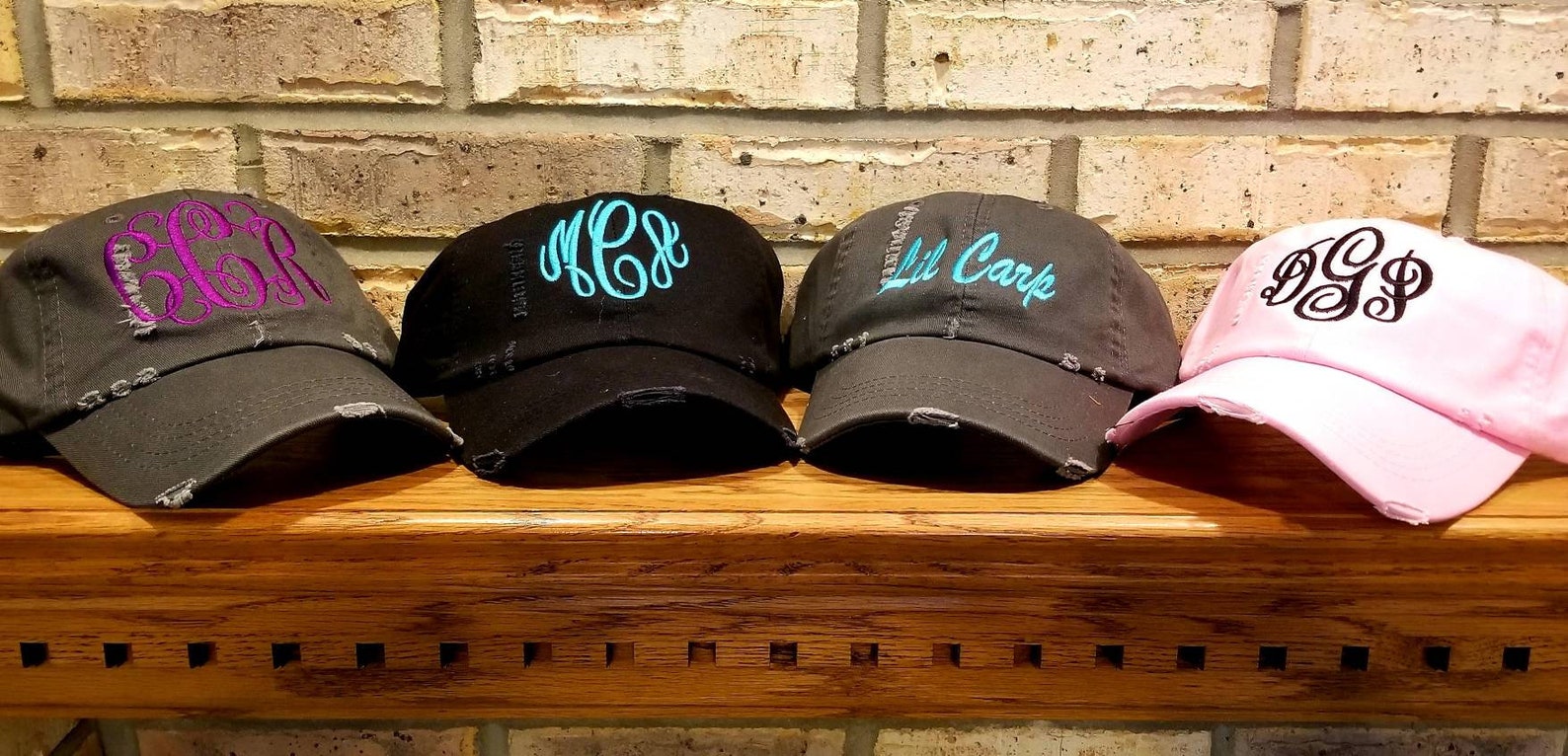 Monogrammed Distressed Baseball Hats - Embroidered, Personalized Ball ...