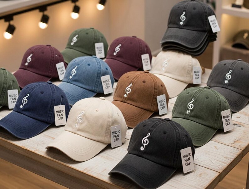 Custom Embroidered Treble Clef Pigment Dyed Baseball Hat Orchestra ...
