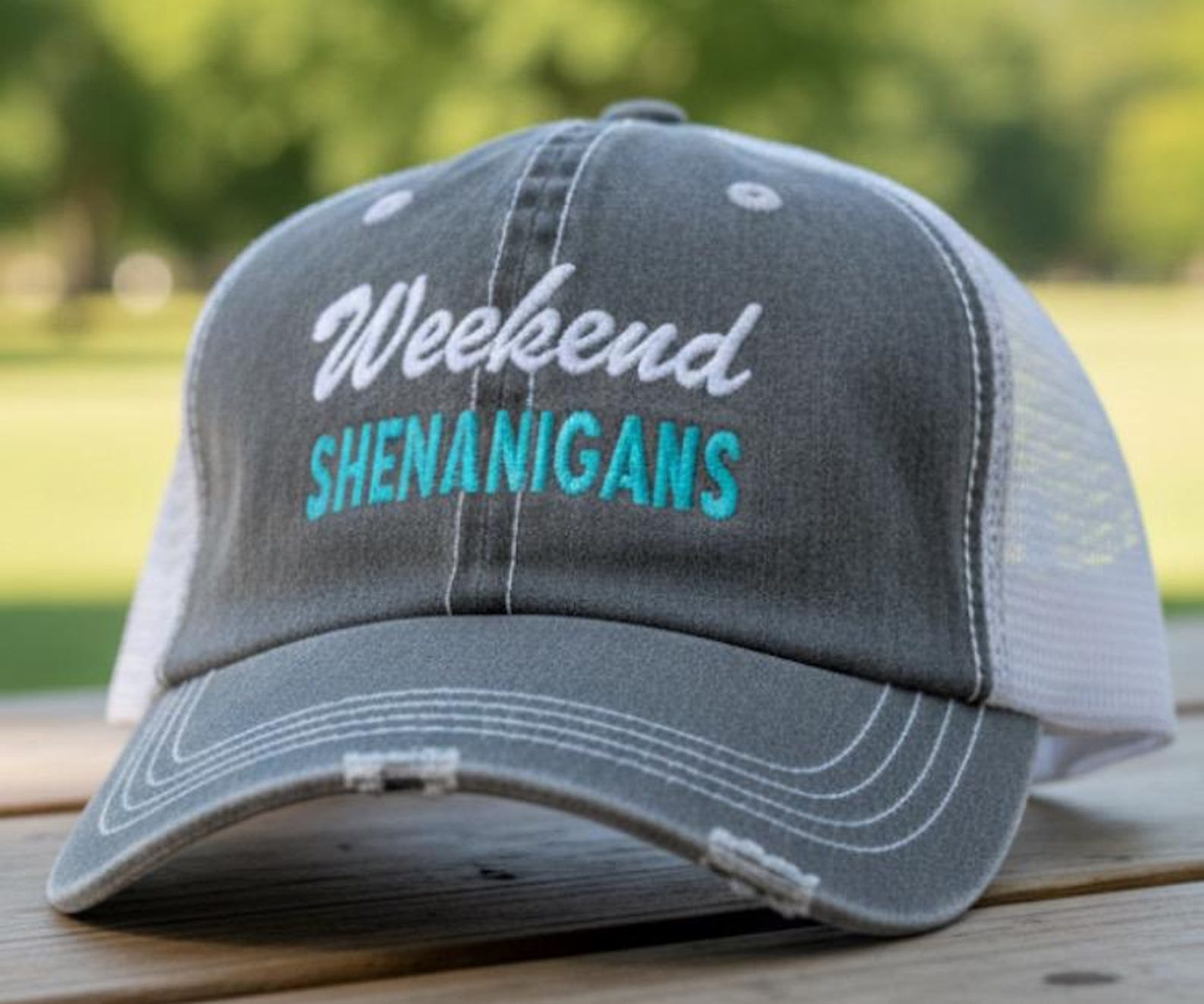 Custom Monogrammed Weekend Shenanigans Distressed Trucker Hat ...