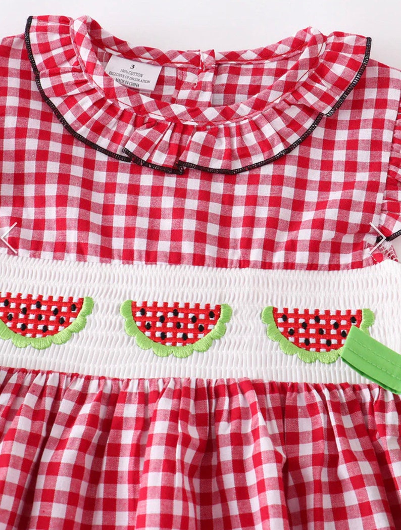 Custom Monogrammed Watermelon Smocked Ruffle Dress - Etsy