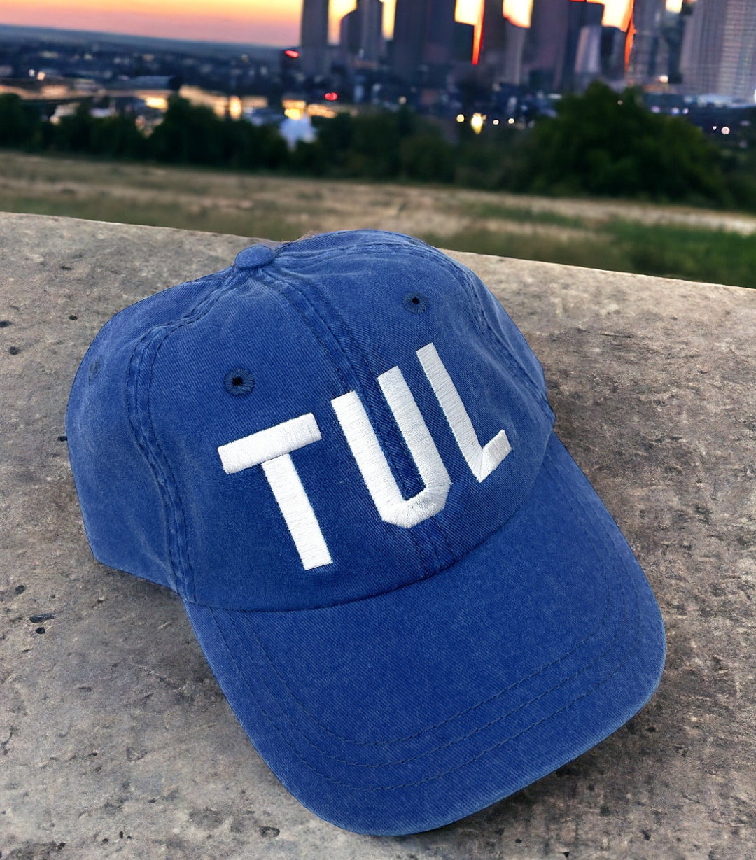 TUL Tulsa Airport Code Hat: Custom Embroidered Pigment Dyed Baseball ...