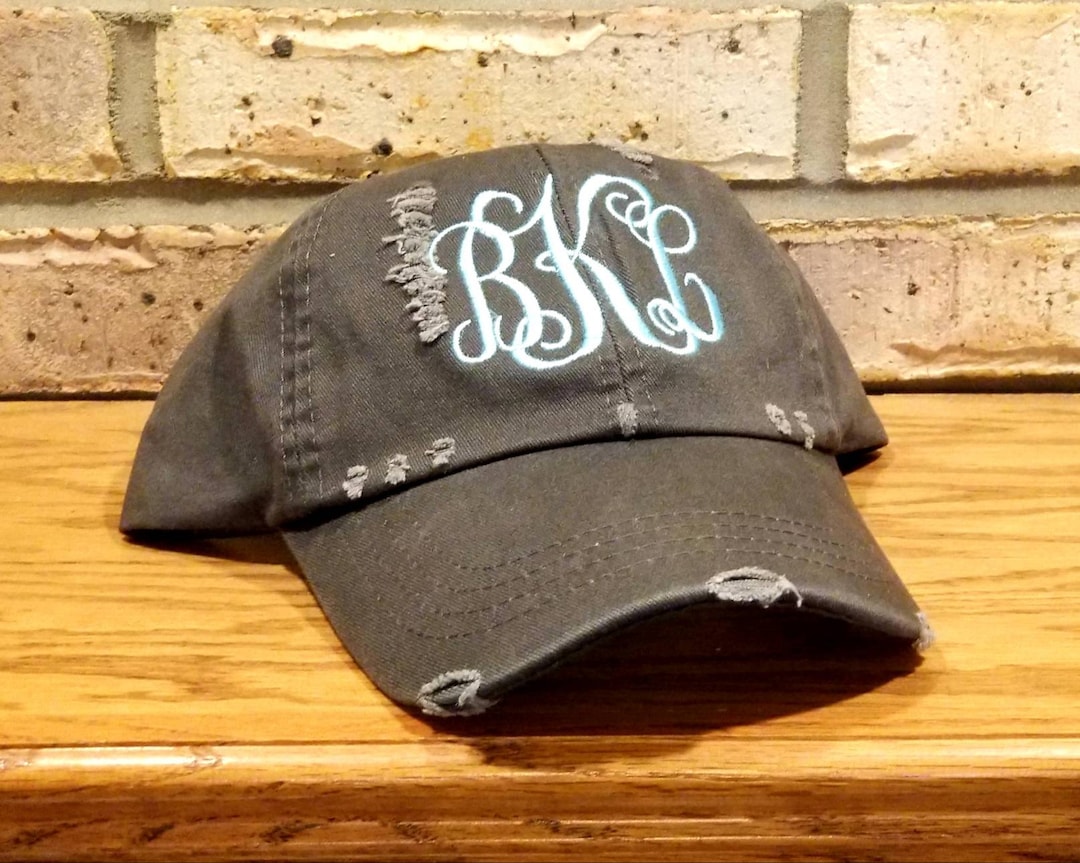 Monogrammed Distressed Baseball Hats - Embroidered, Personalized Ball ...