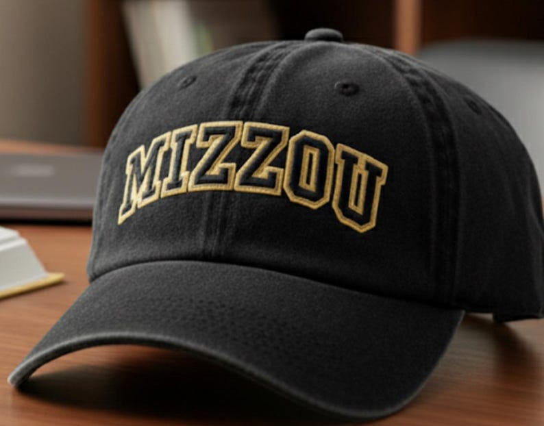 Mizzou Baseball Hat | Embroidered Pigment-dyed Black and Gold - Etsy