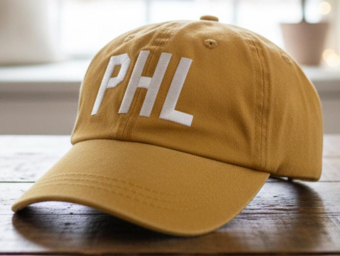 Custom Embroidered PHL Airport Code Baseball Hat - Mustard - Etsy