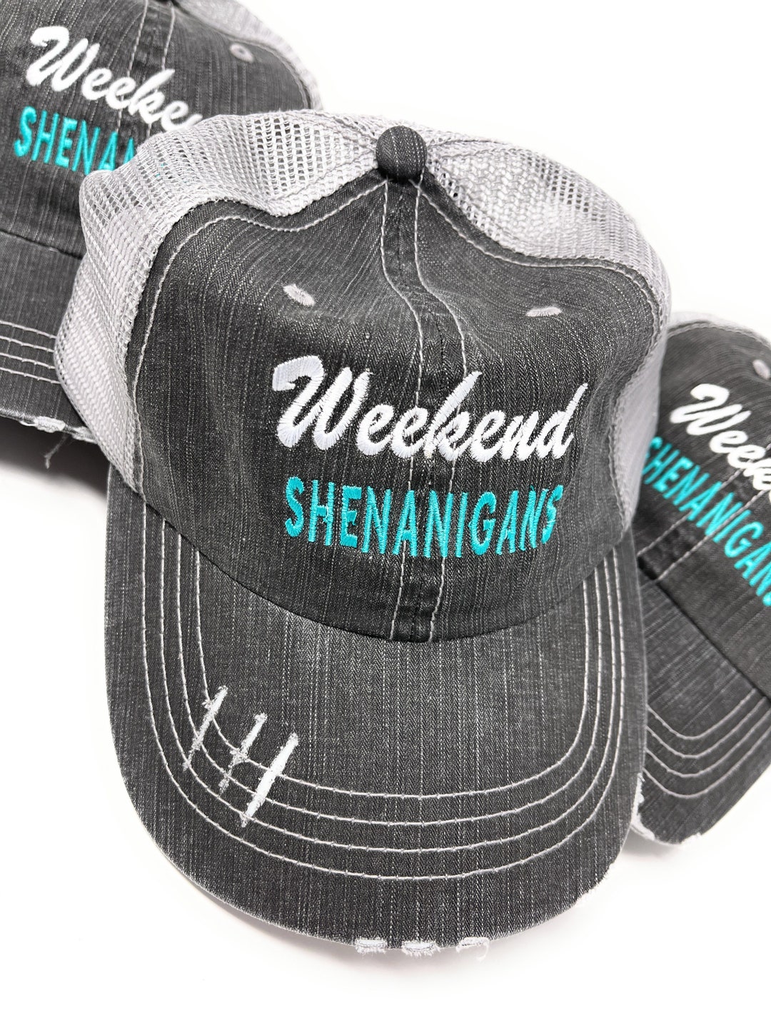 Custom Monogrammed Weekend Shenanigans Distressed Trucker Hats - Etsy