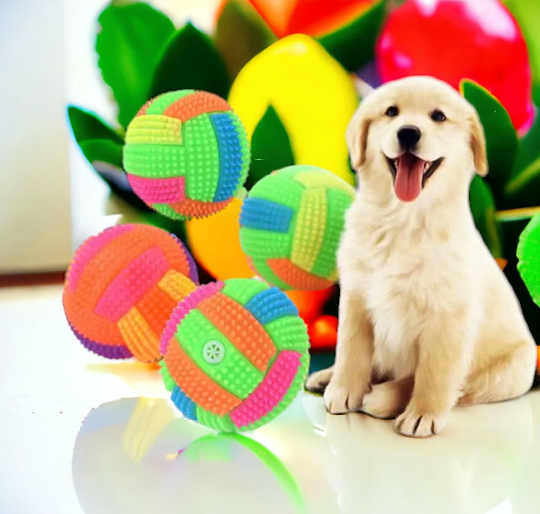 Glowing Balls Football Shape Led Light Squeaky Bouncy Ball Pet Dog ...