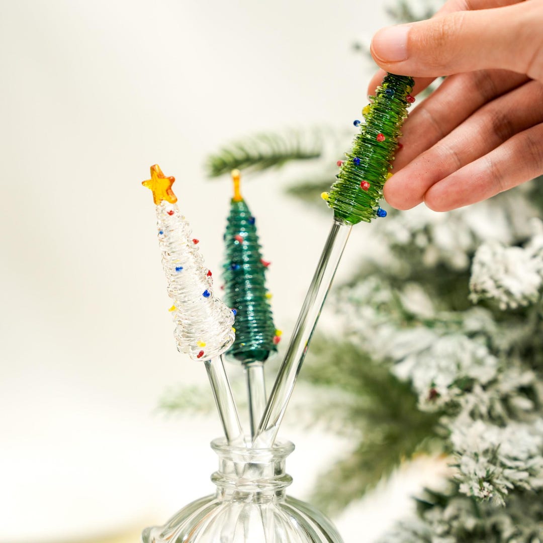 Handmade Glass Mini Christmas Tree Figurine,christmas Tree Stirring ...