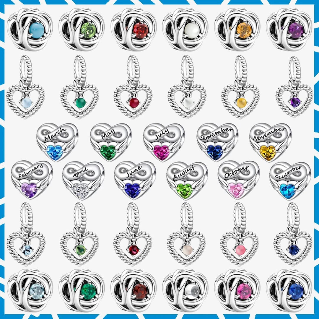 Signature Heart Birthstone Charm 925 Sterling Silver Jan-dec | Birthday ...