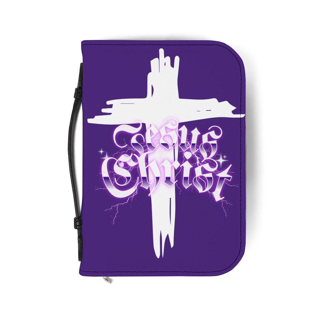 Purple Jesus Christ Bible Cover - Religious Gift, Faith Journal, Church ...