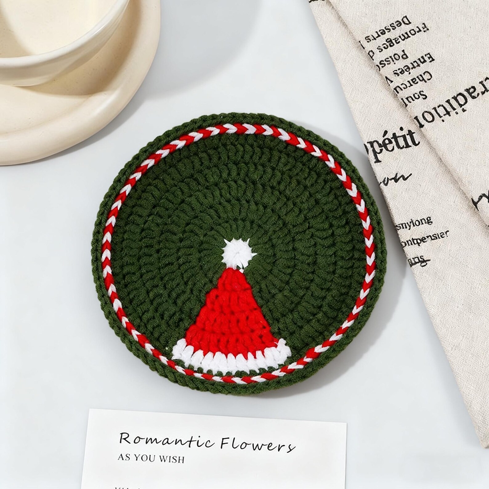 Handmade Wool Christmas Coaster Set: Crochet Holiday Mug Rugs - Etsy