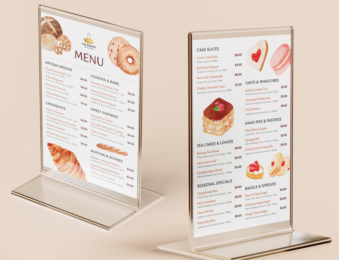 Bakery Menu Canva Template, Price List Template, Dessert Flyer, Baking ...