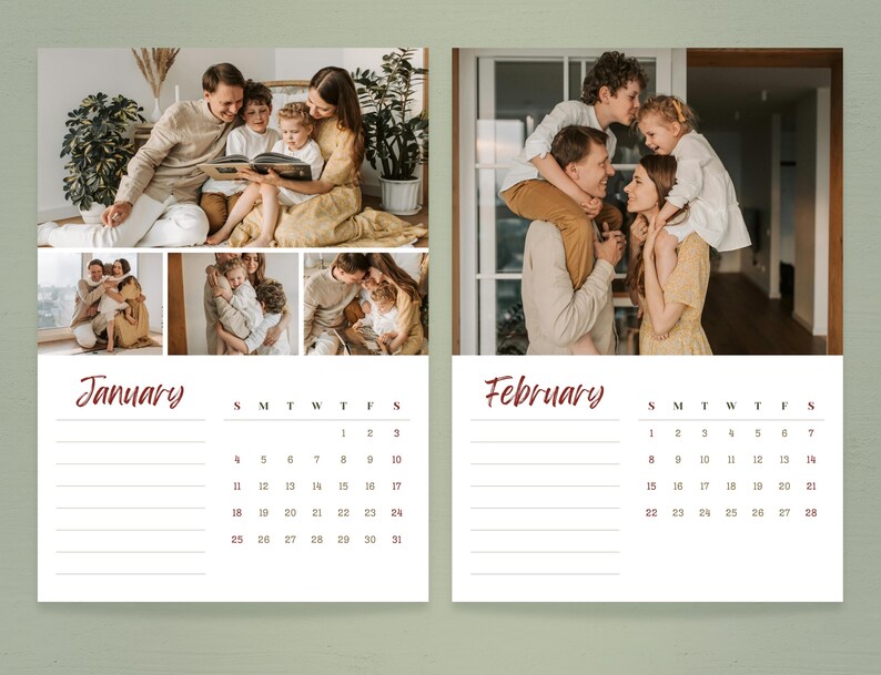 Custom Photo Calendar 2026, Canva Template, 12 Month Calendar With ...
