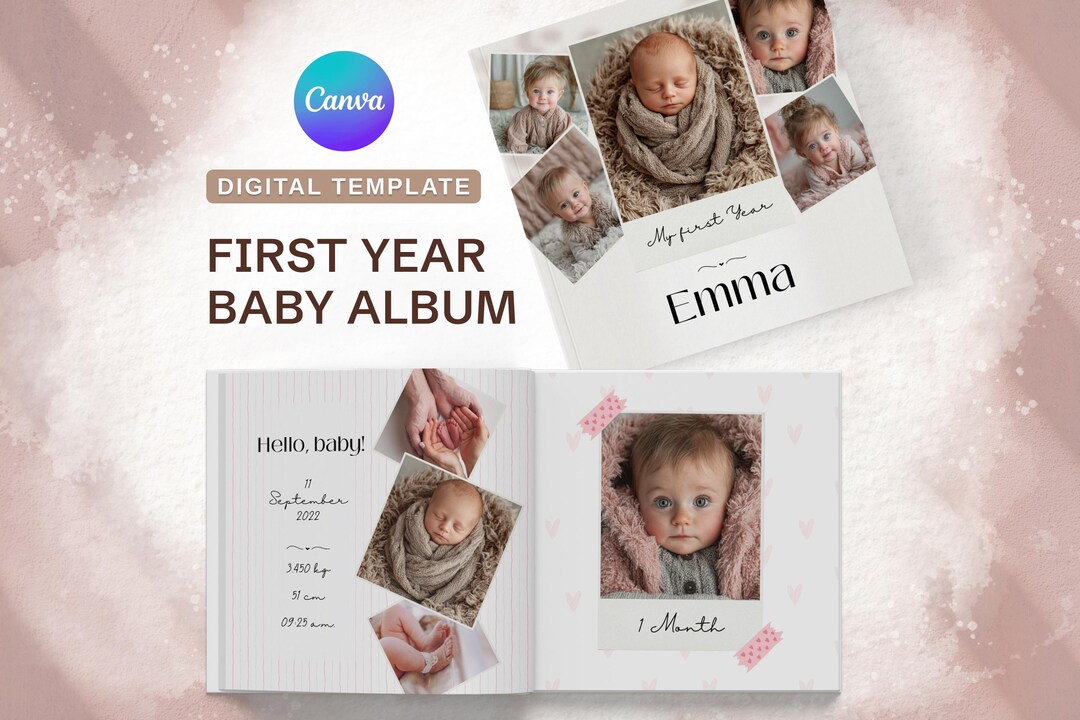 First Year Baby Book Milestones | DIY Photo Album Template | Infant ...