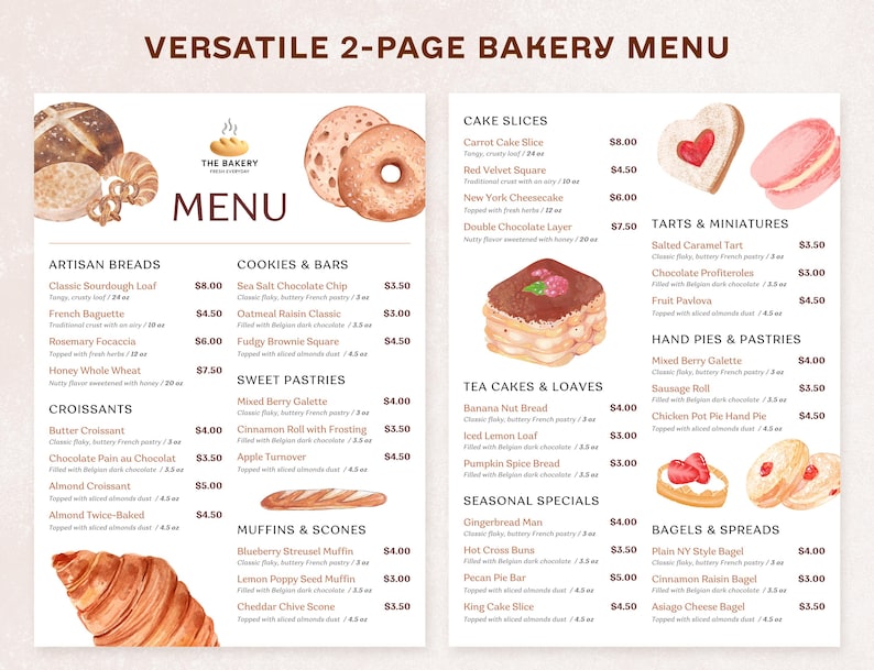 Bakery Menu Canva Template, Price List Template, Dessert Flyer, Baking ...