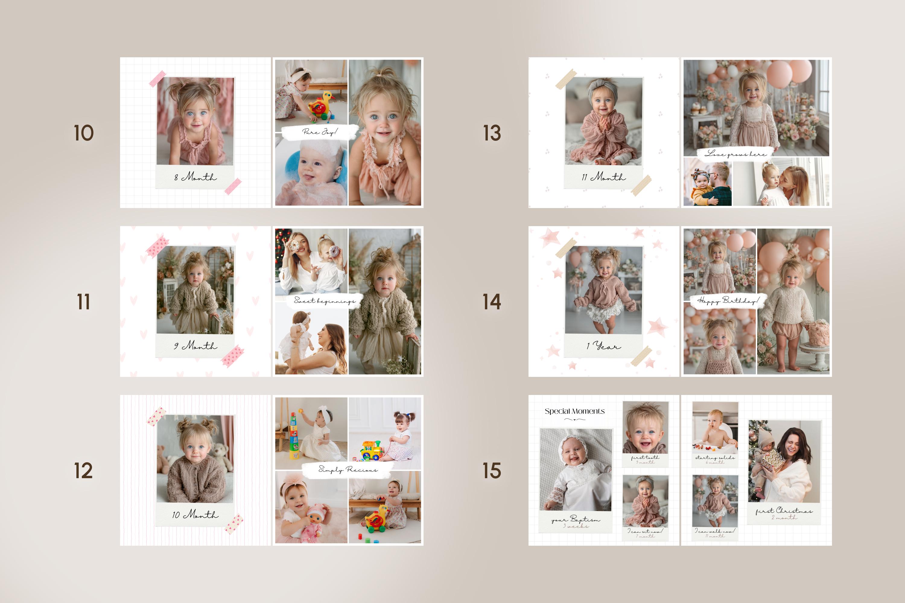 First Year Baby Book Milestones | DIY Photo Album Template | Infant ...