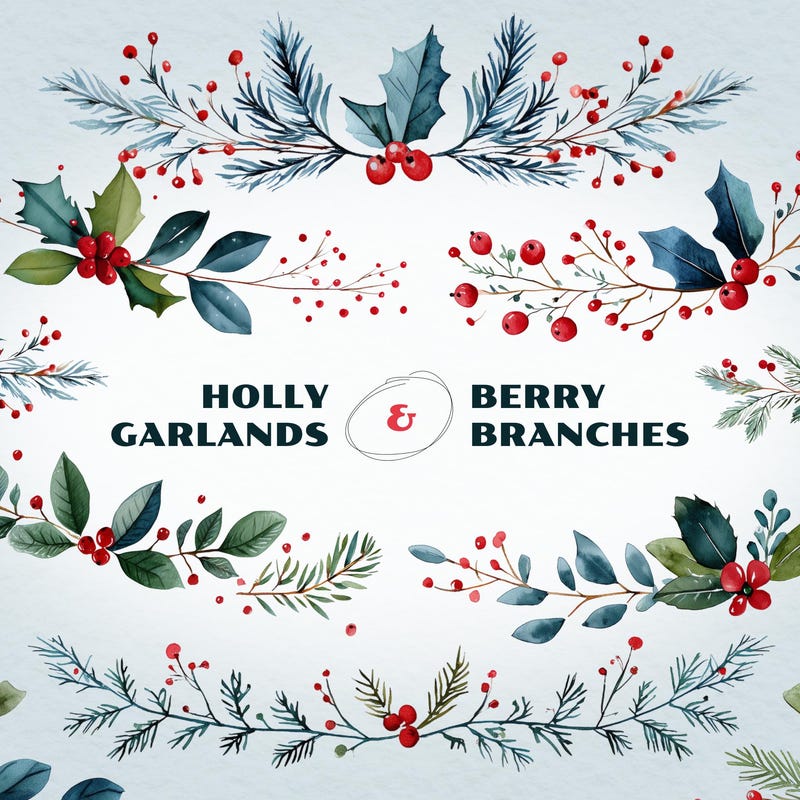 Holly and Berries Garland - Etsy